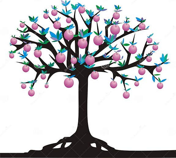 Appel-boom vector illustratie. Illustration of groen - 11271428