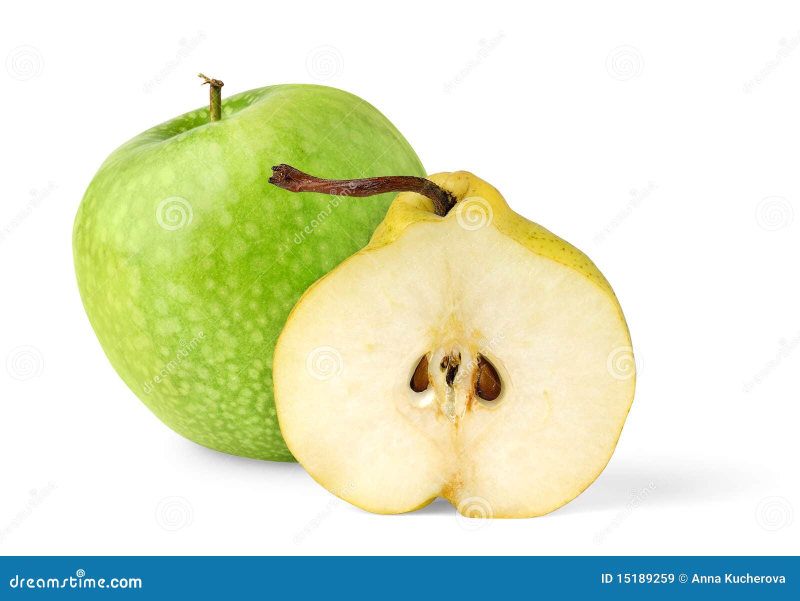 Appel en de helft van peer stock afbeelding. Image of achtergrond ...