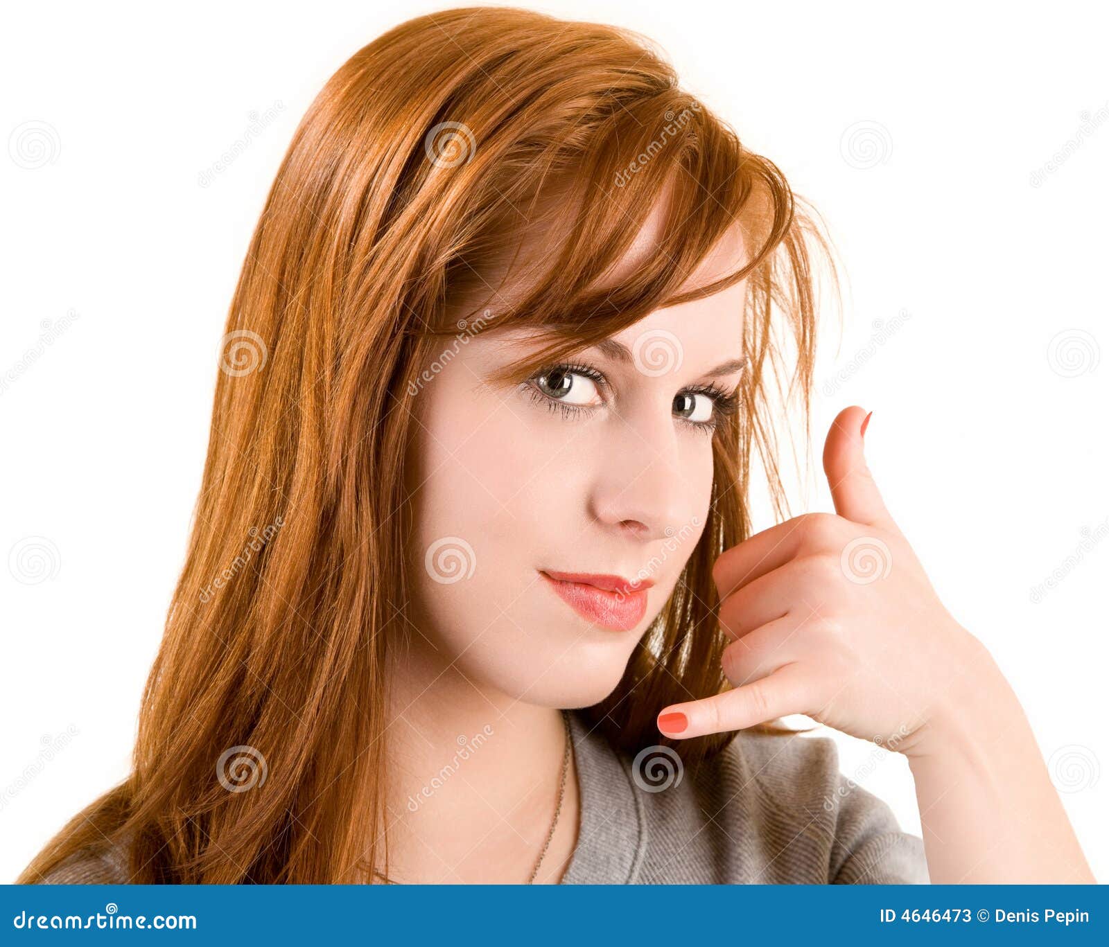 Appelez-moi signe image stock. Image du yeux, businesswoman - 4646473