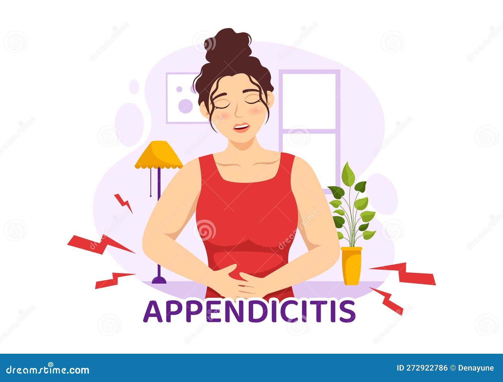 Appendicitis Illustration With Inflammation Of The Appendix And Stomach