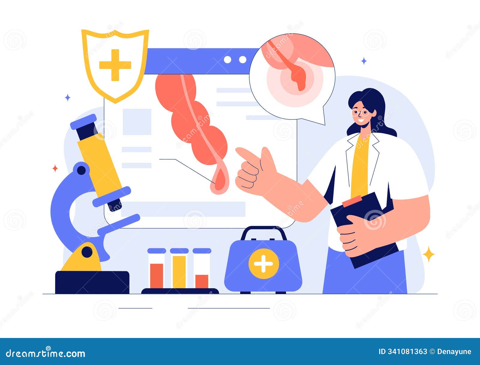 Appendicitis Vector Illustration Featuring Inflammation Of The Appendix And Stomach Treatment In