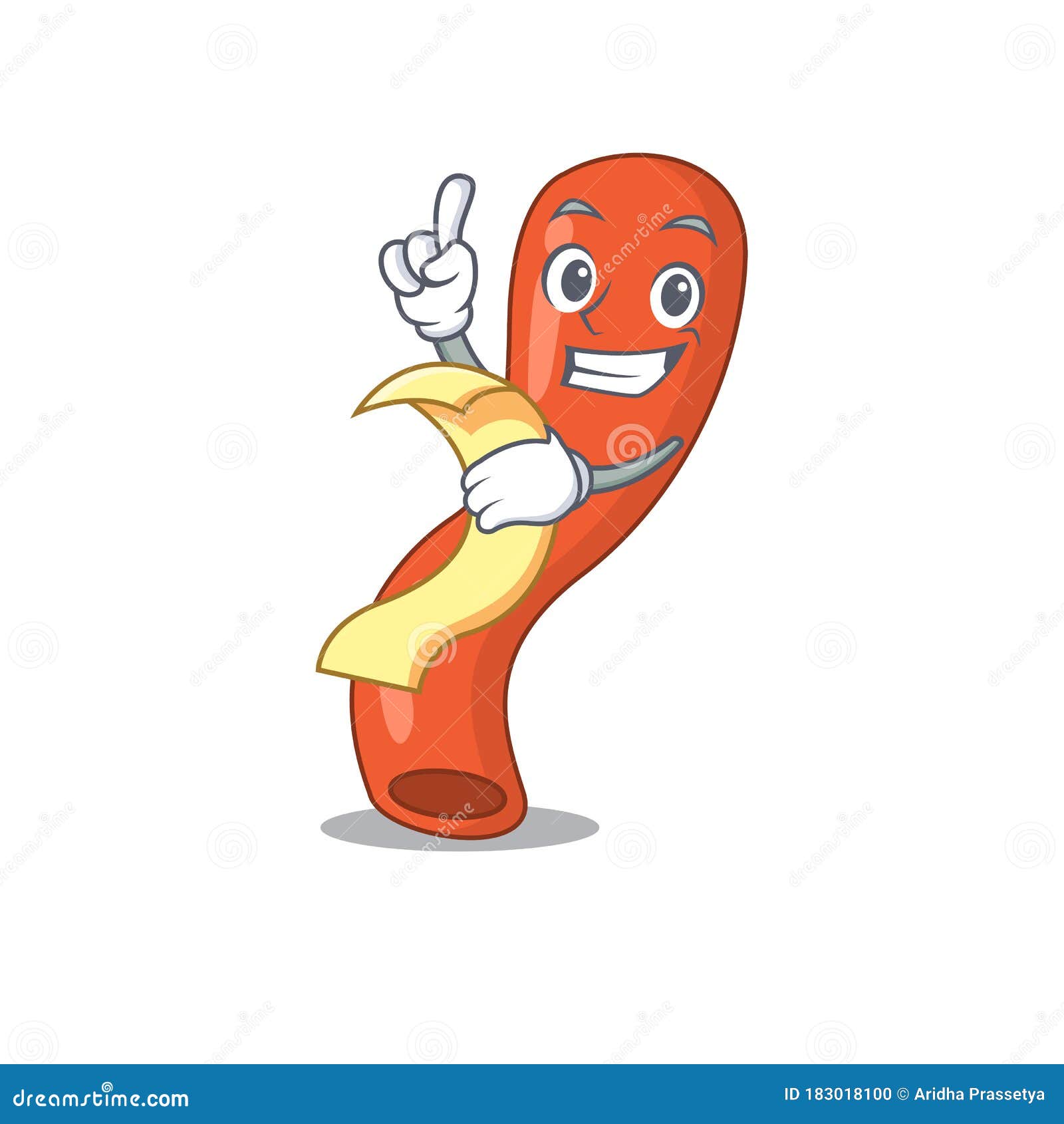 Appendix Mascot Character Style with a Menu on His Hand Stock Vector ...