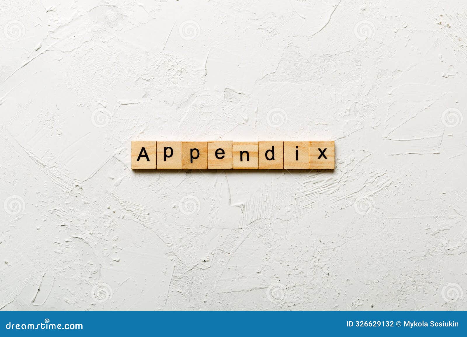Appendix Word Written on Wood Block. Appendix Text on Table, Concept ...