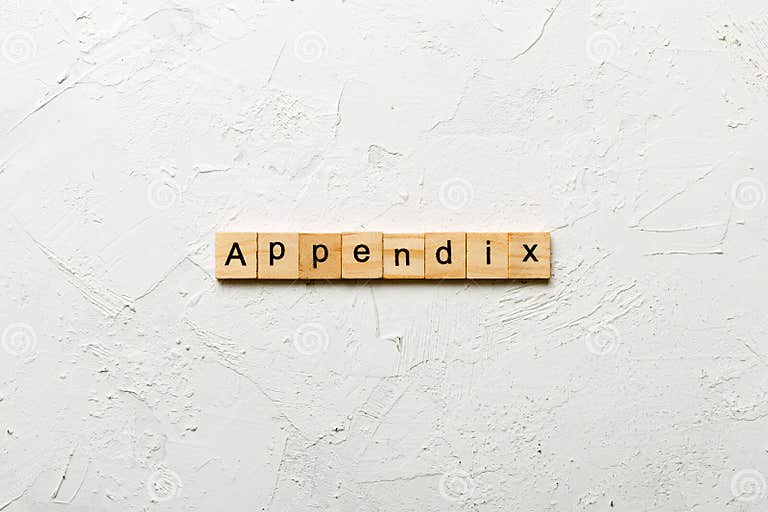 Appendix Word Written on Wood Block. Appendix Text on Table, Concept ...