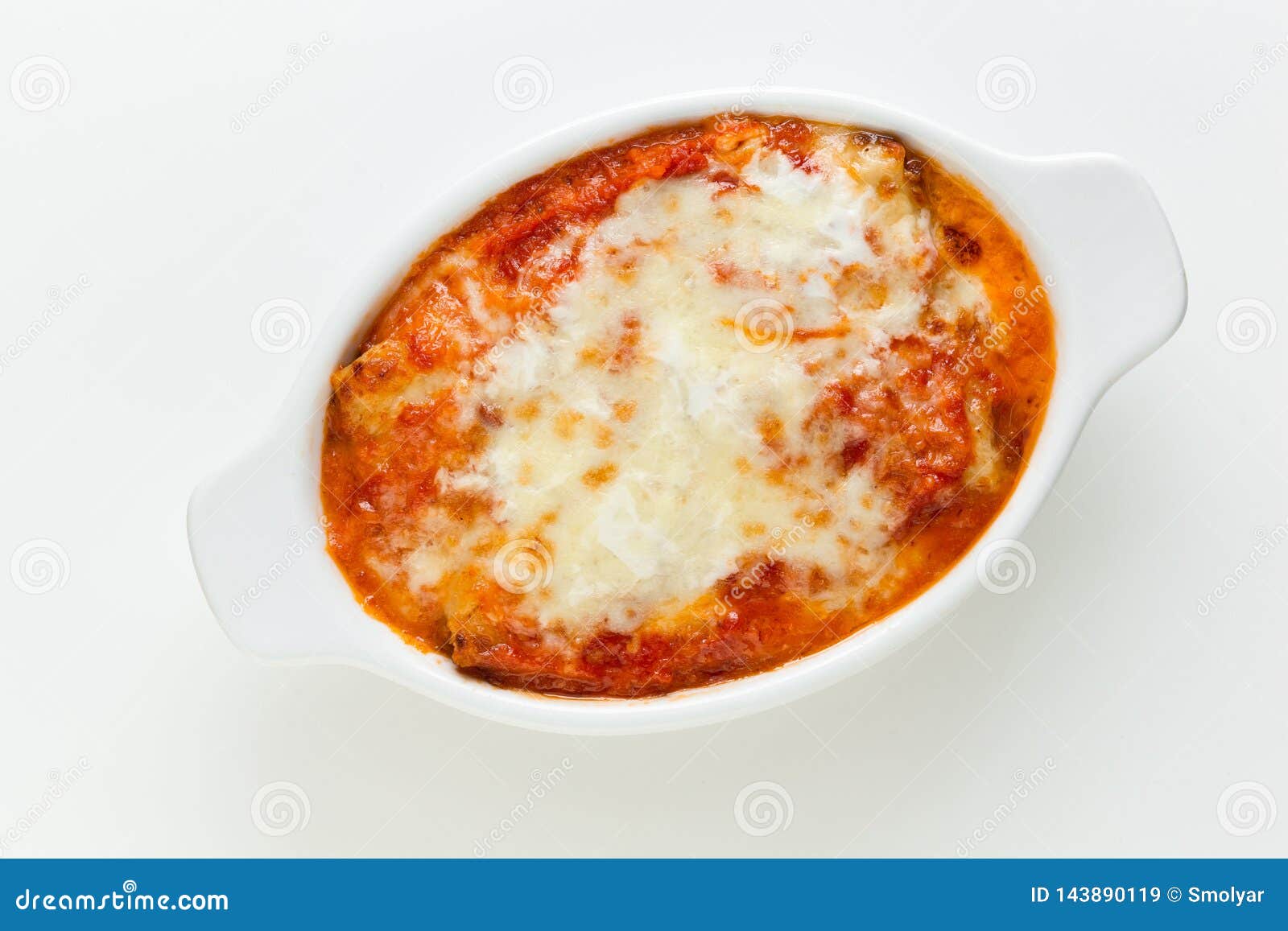 Appetising Freshly Baked Lasagna Top View on a White Background Stock ...