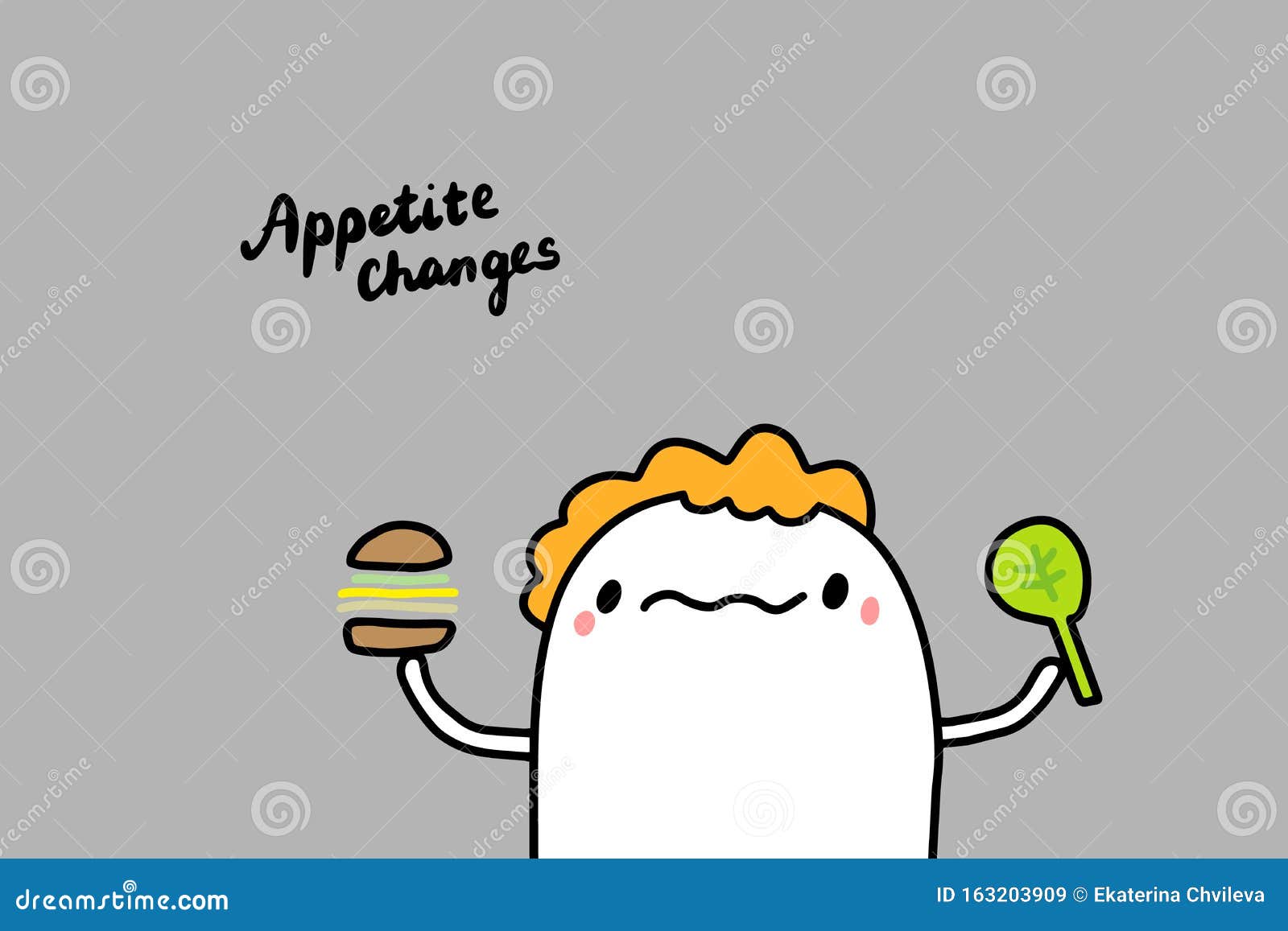 Appetite Changes Hand Drawn Vector Illustration in Cartoon Comic Style ...