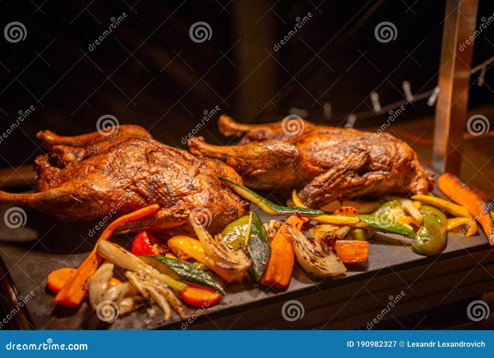 Appetite Grilled Chickens with Vegetable on the Table at the Buffet ...