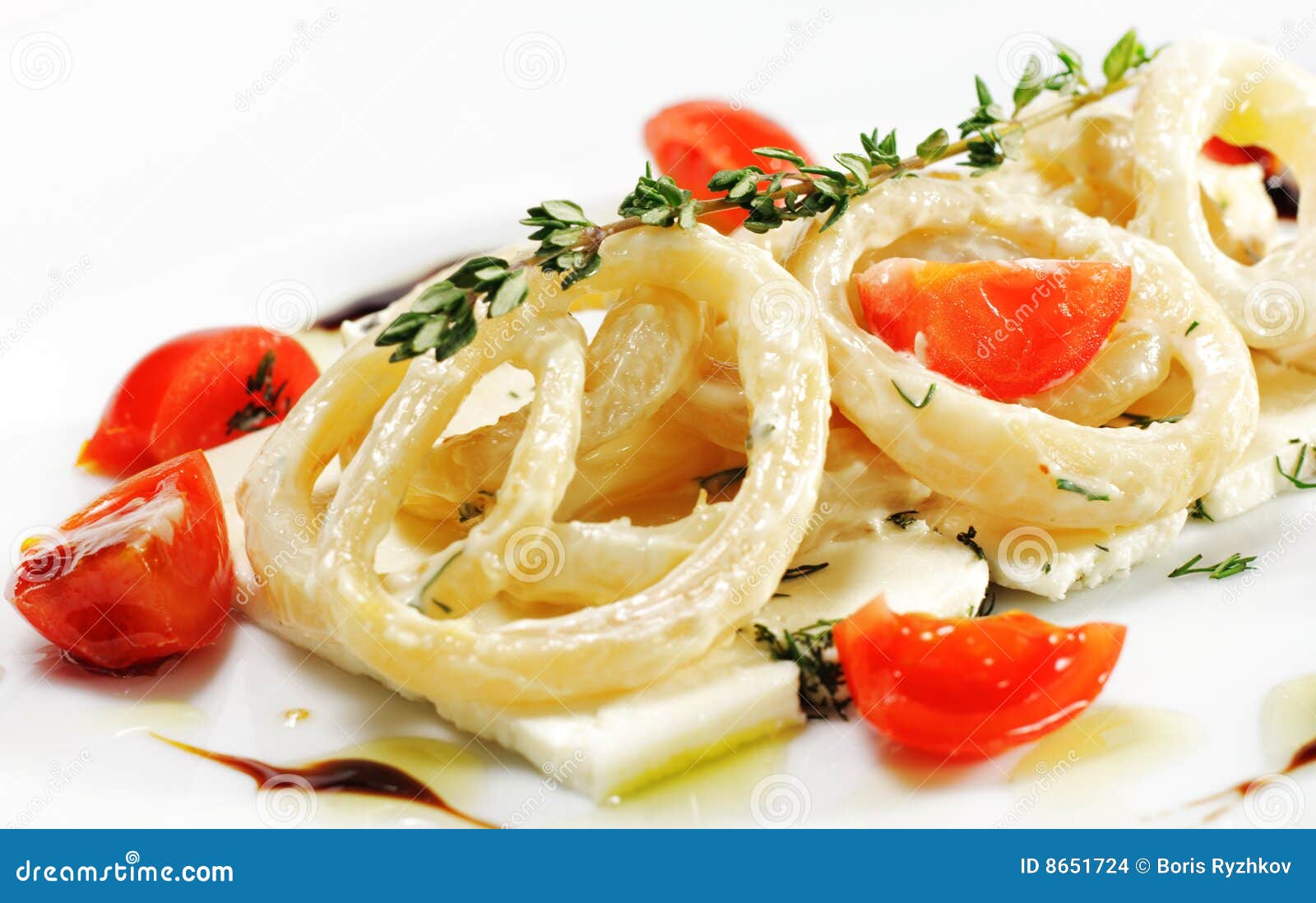 Appetizer - Calamari Stewed in White Wine Stock Photo - Image of dinner ...