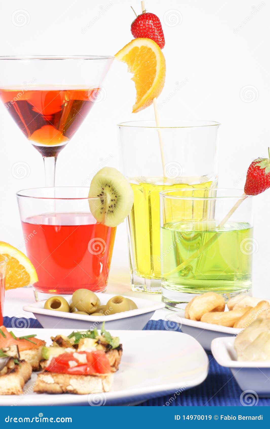 Appetizer and Colored Aperitif Drinks Stock Image - Image of plate ...