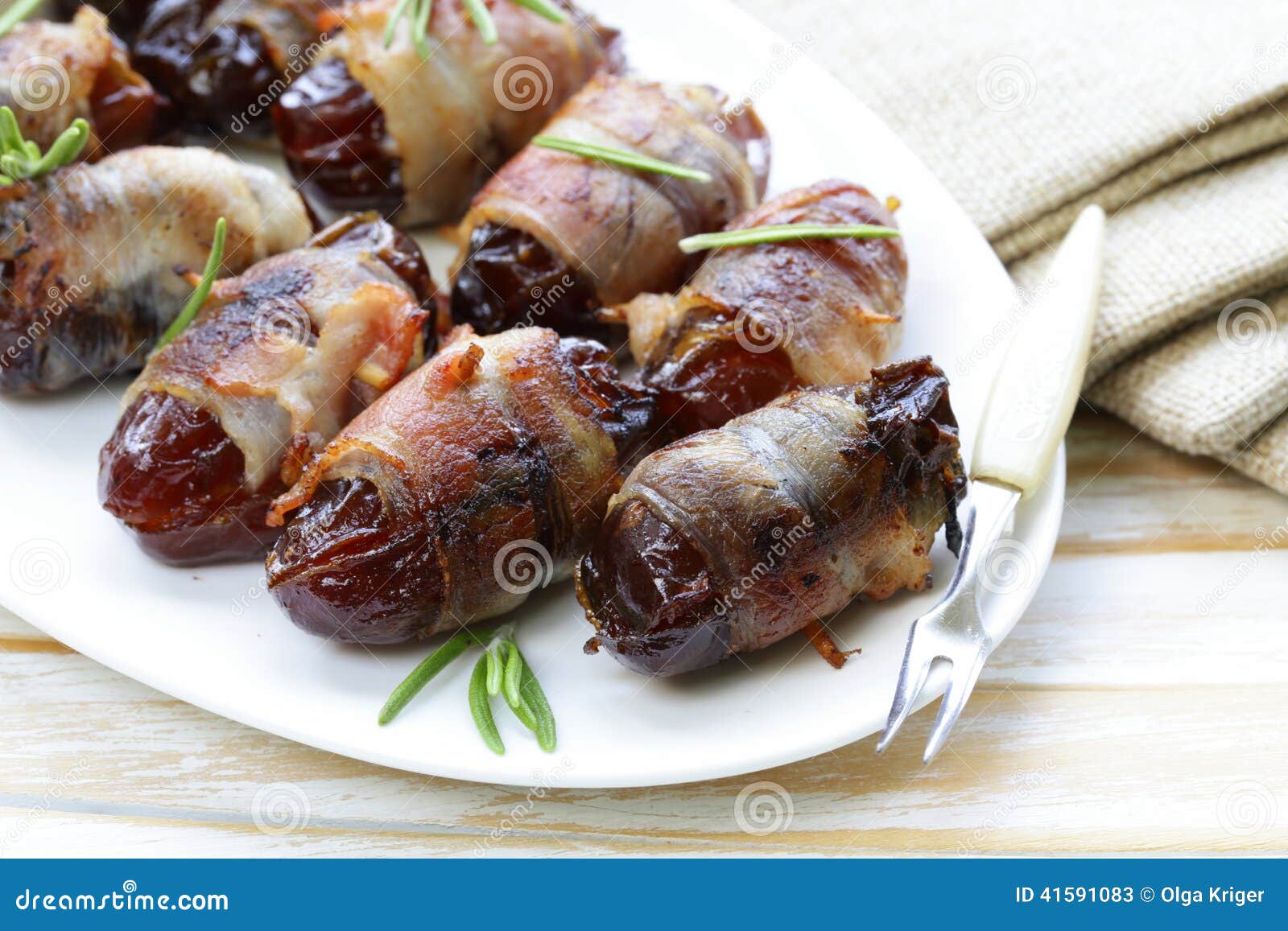 Appetizer Delicacy Dates Wrapped in Bacon Stock Image - Image of dates ...
