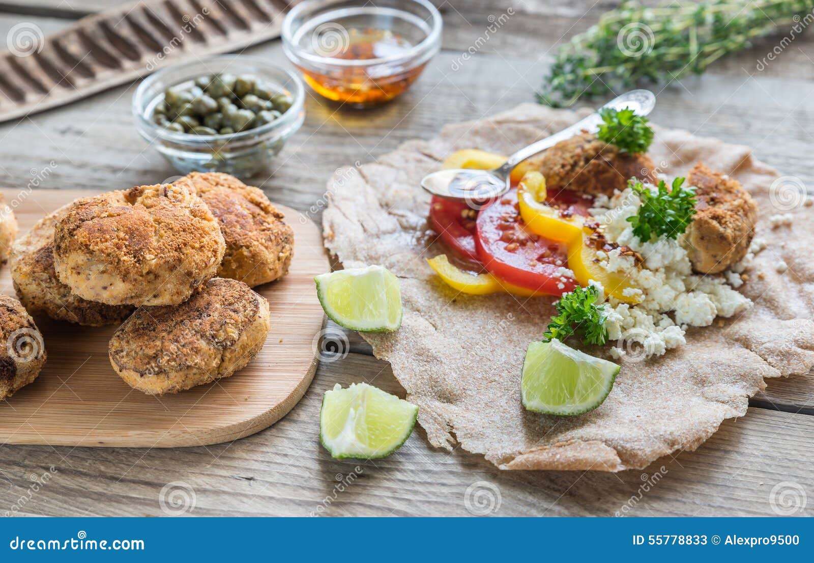 Appetizer with Falafel, Cottage Cheese and Vegetables Stock Image ...