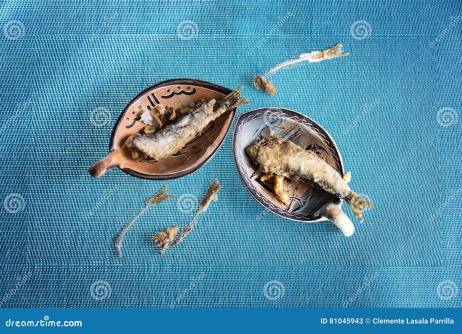 Appetizer Fried Sardines and Fishbone Stock Image - Image of fried ...