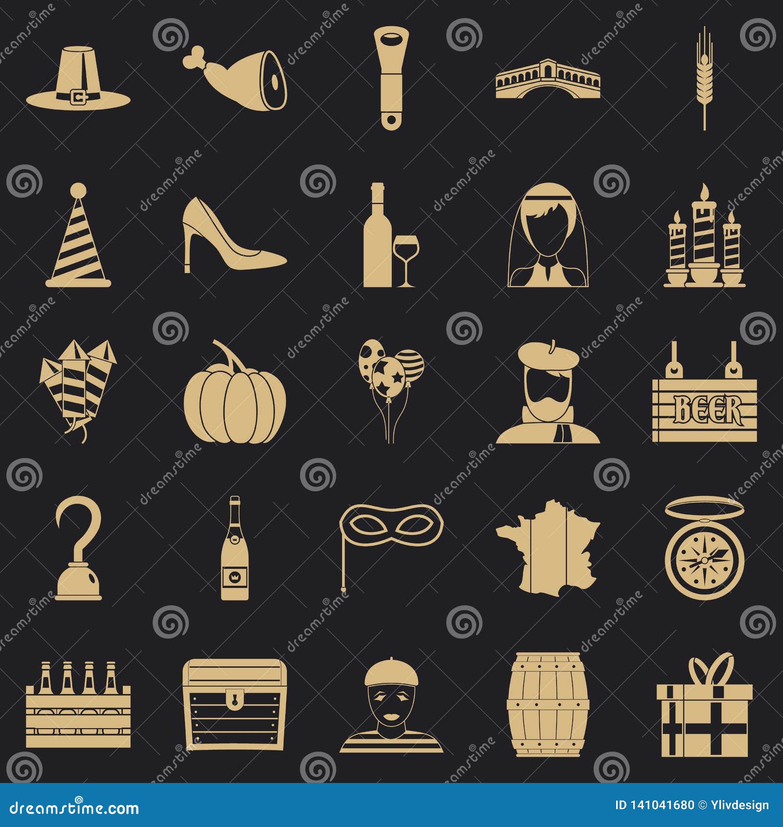 Appetizer Icons Set, Simple Style Stock Vector - Illustration of ...