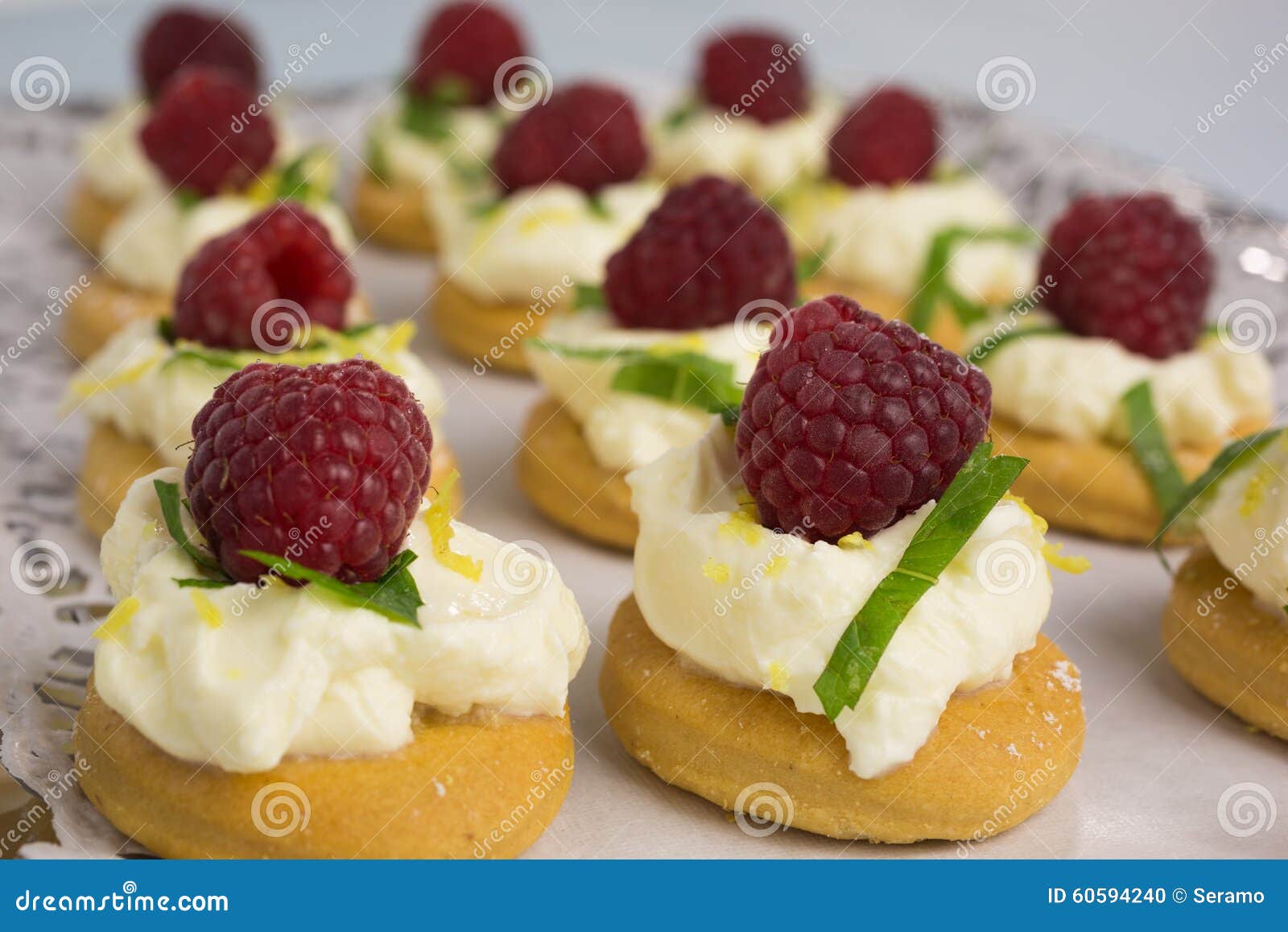 Appetizer with Mascarpone and Raspberry Stock Photo - Image of ...