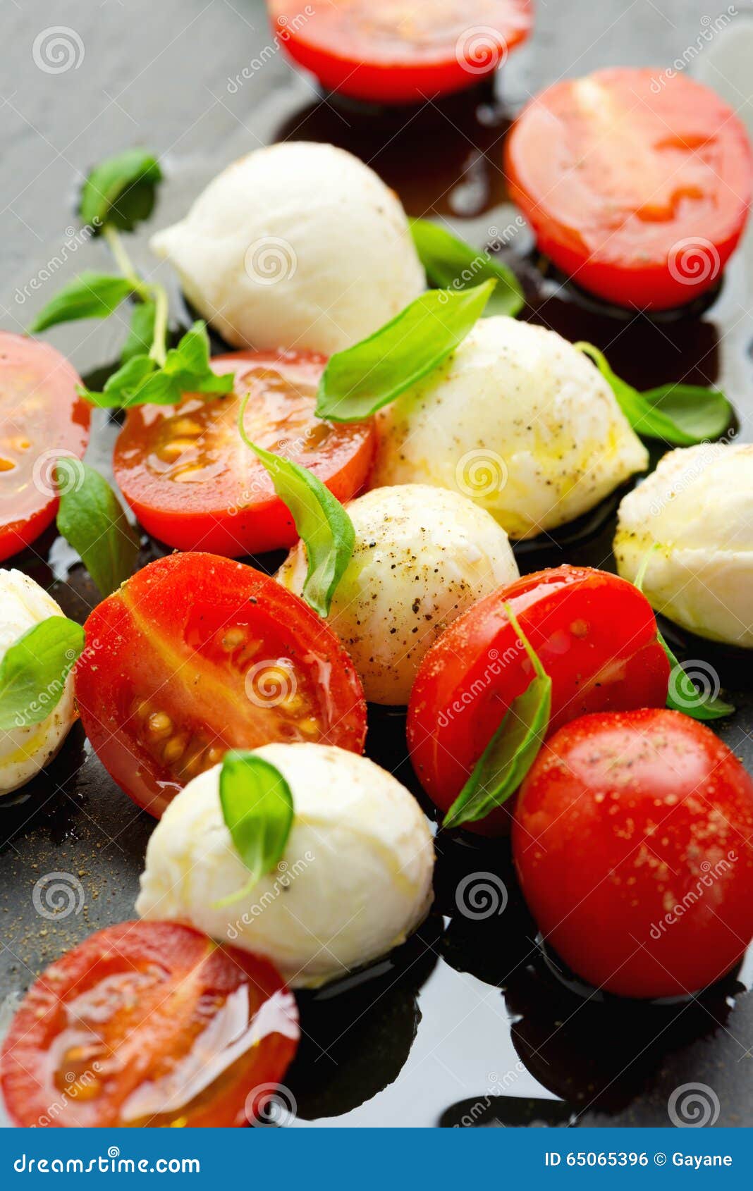 Appetizer with Mozzarella Cheese and Cherry Tomatoes Stock Photo ...
