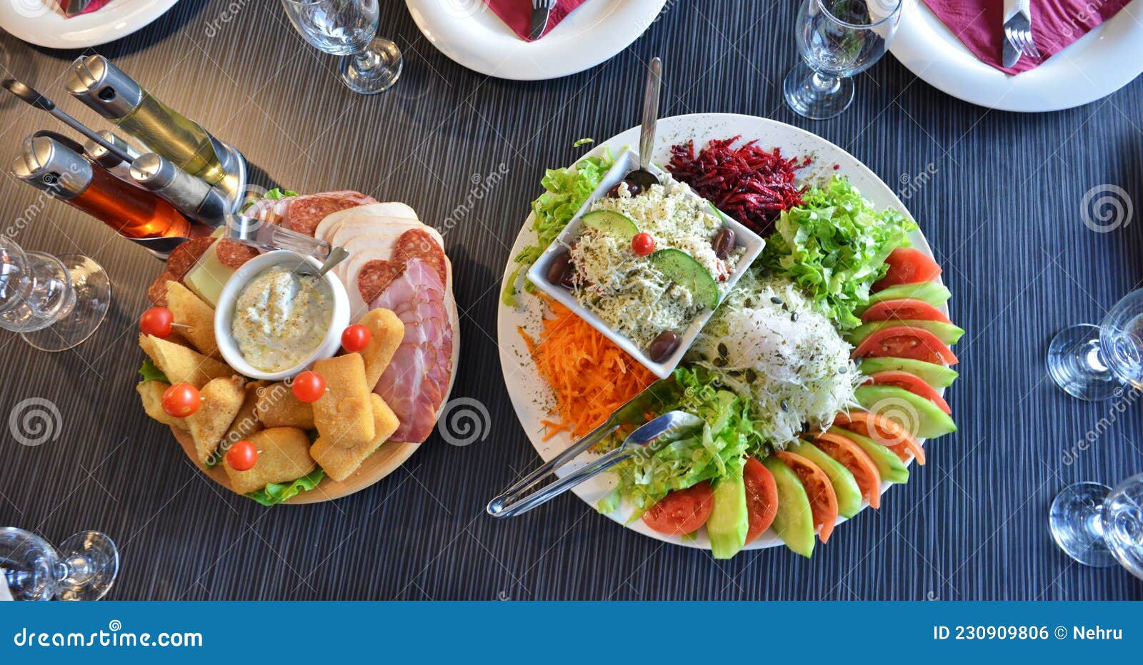 Appetizer ,party of Food Table Setting Stock Photo - Image of dinner ...