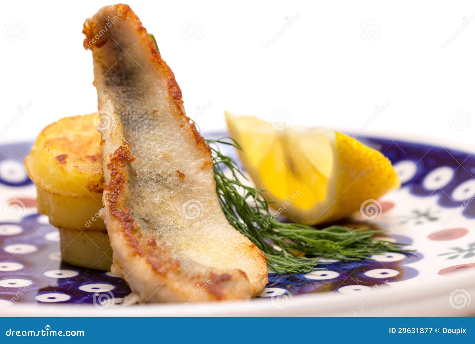 Perch Filet with Fried Potatoes Stock Image - Image of french, brain ...