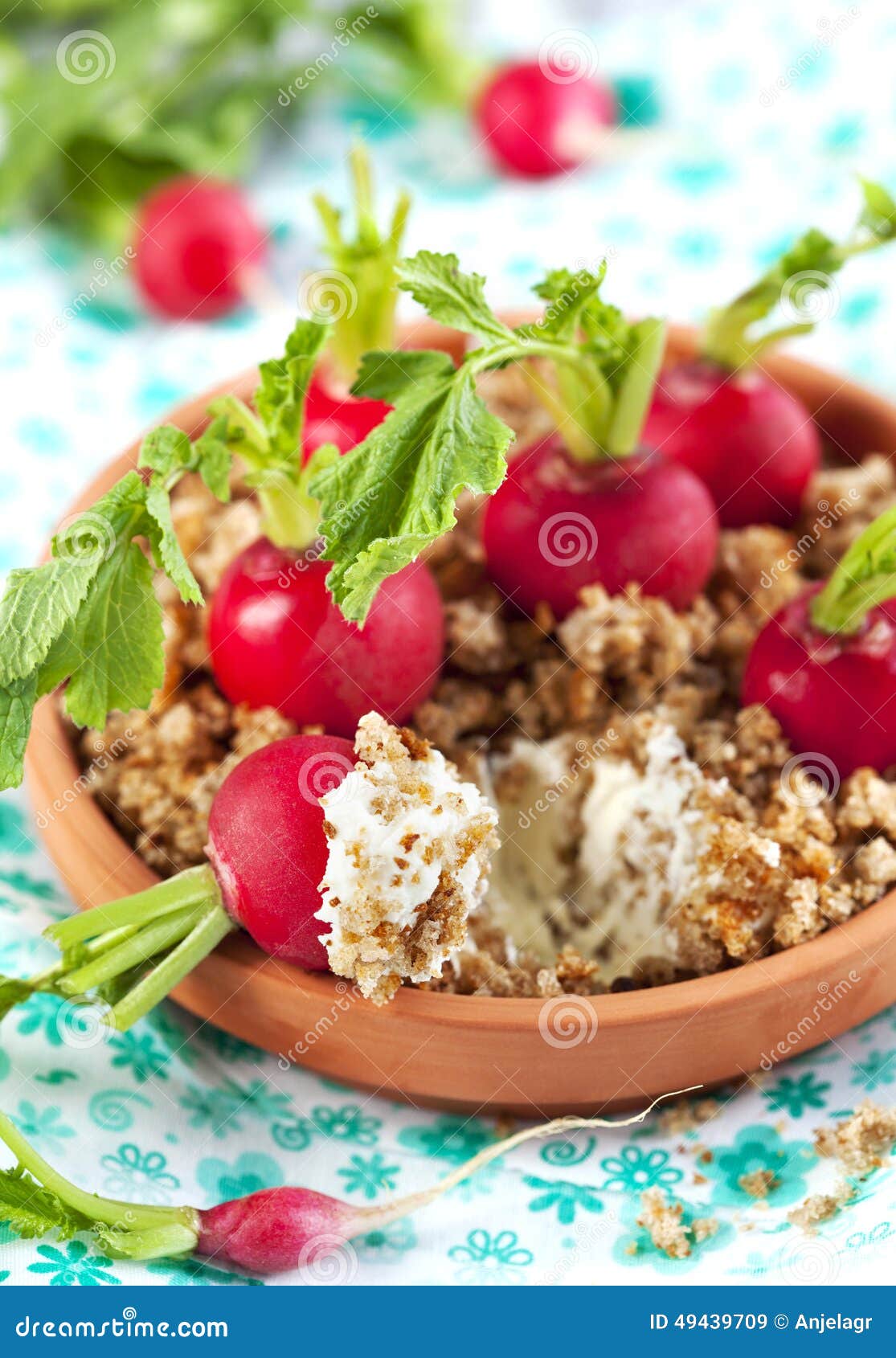 Appetizer with Radish and Cream Cheese Stock Image - Image of cream ...