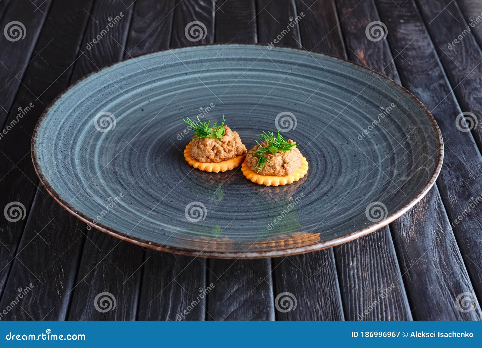 Duck Liver Paste on Cracker Topped with Dill Stock Image - Image of ...