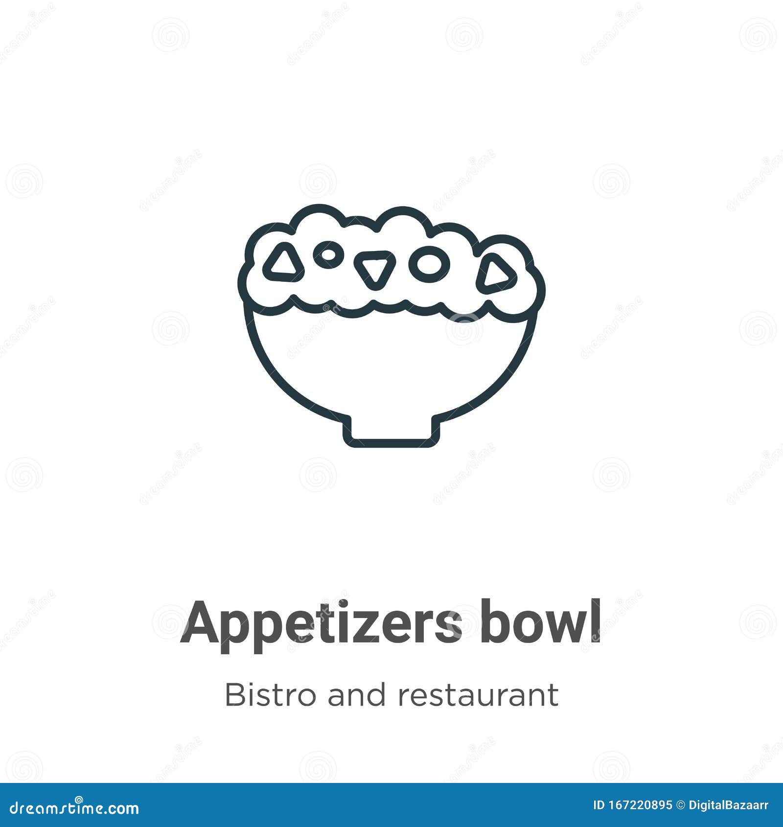 Appetizers Bowl Outline Vector Icon. Thin Line Black Appetizers Bowl ...