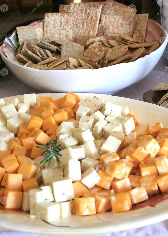 Appetizers of Cheese Cubes and Crackers Stock Photo - Image of market ...