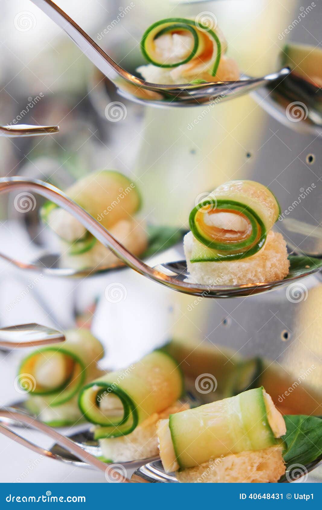 Appetizers on party spoons stock image. Image of anniversary - 40648431