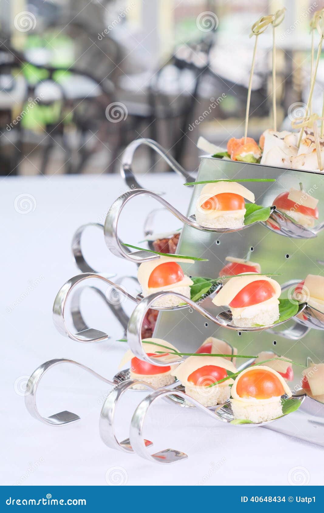 Appetizers on party spoons stock photo. Image of cold - 40648434