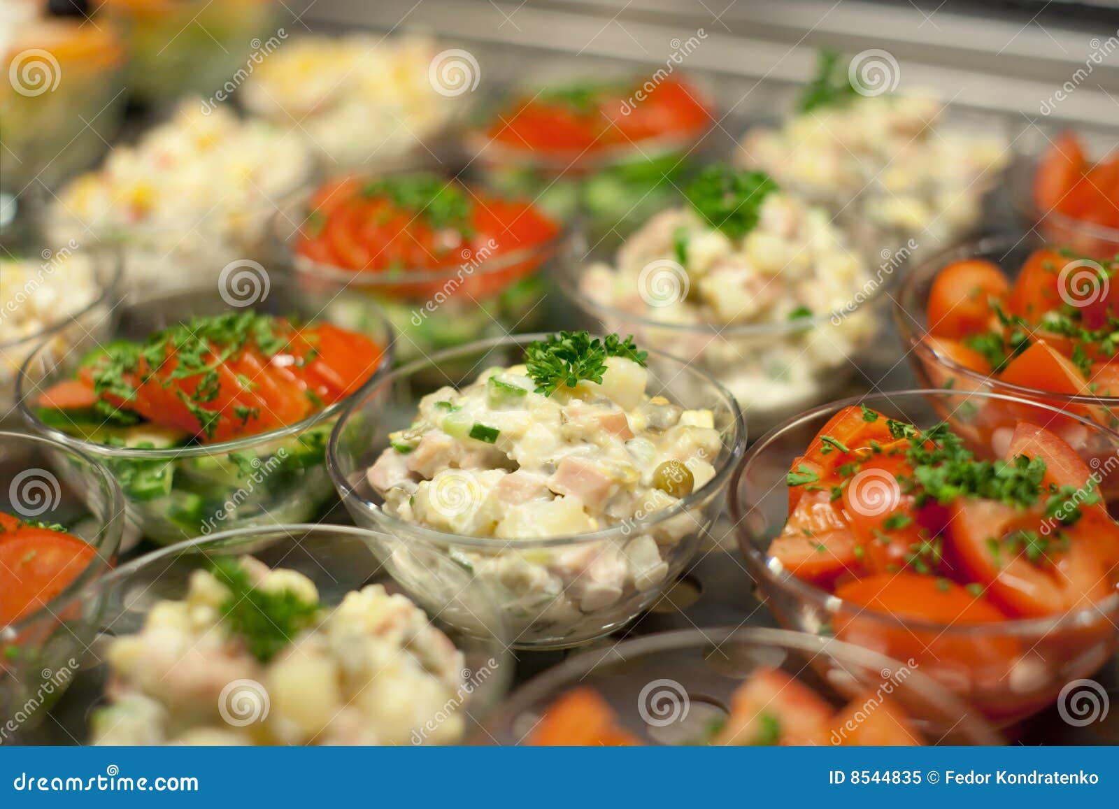 Appetizers on Restaurant Display Stock Image - Image of steel, salad ...