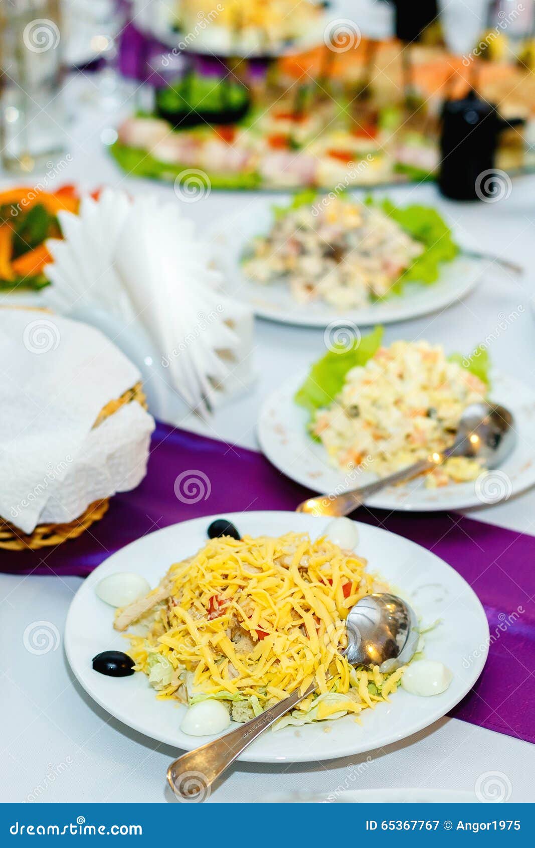 Appetizers and Salads at the Banquet Table Stock Image - Image of ...