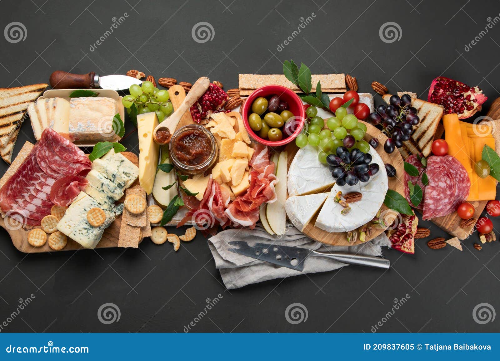 Cheese Board Of Various Types Of Soft And Hard Cheese. Spanish Manchego ...
