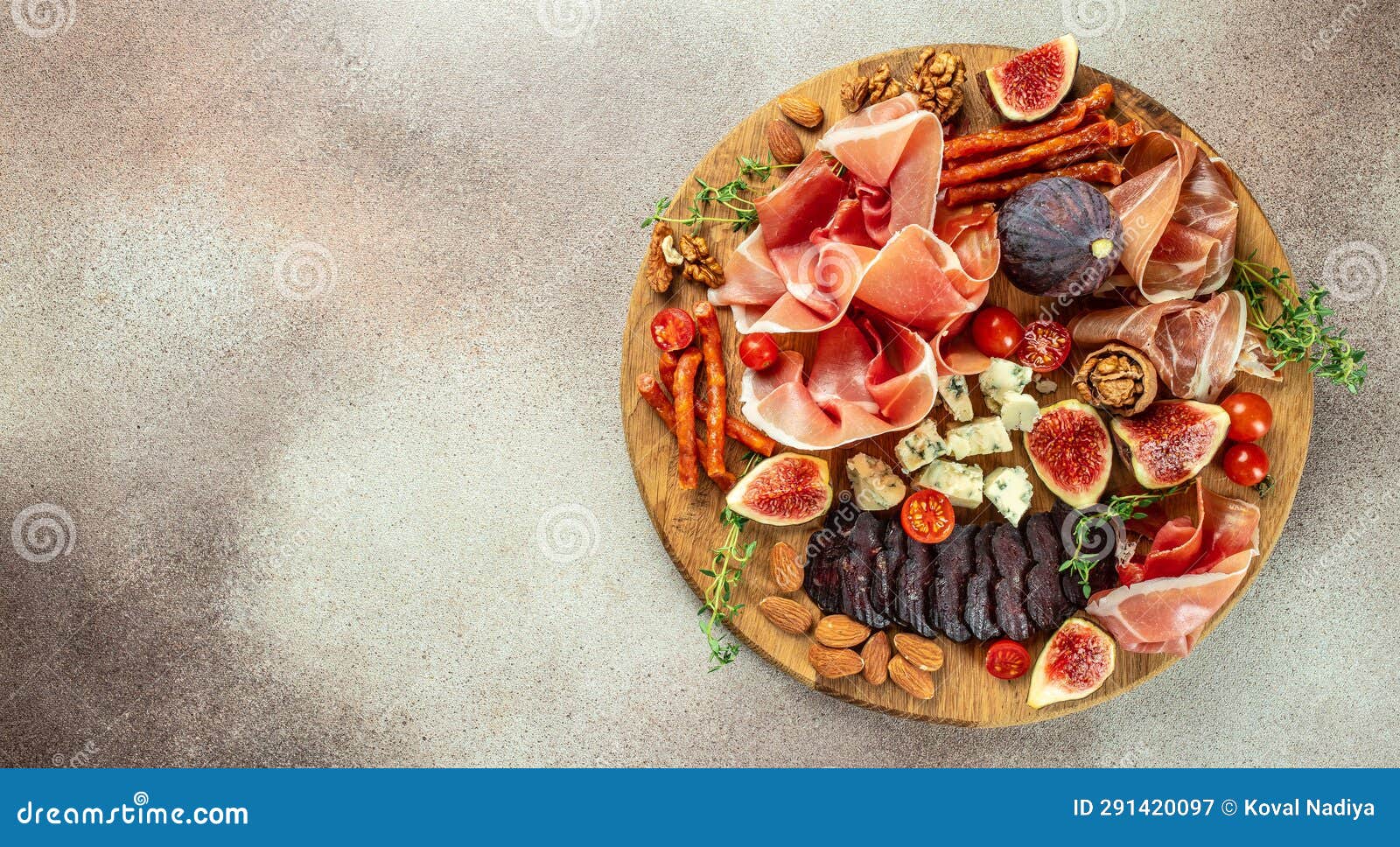 Appetizers Table with Different Antipasti on a Light Background. Long ...