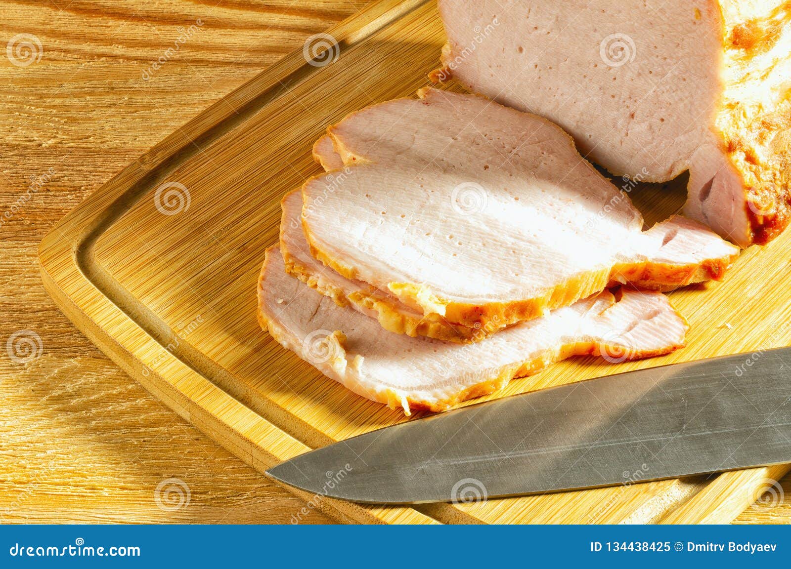 Appetizing Baked Ham Cut into Thin Slices Stock Image - Image of snack ...