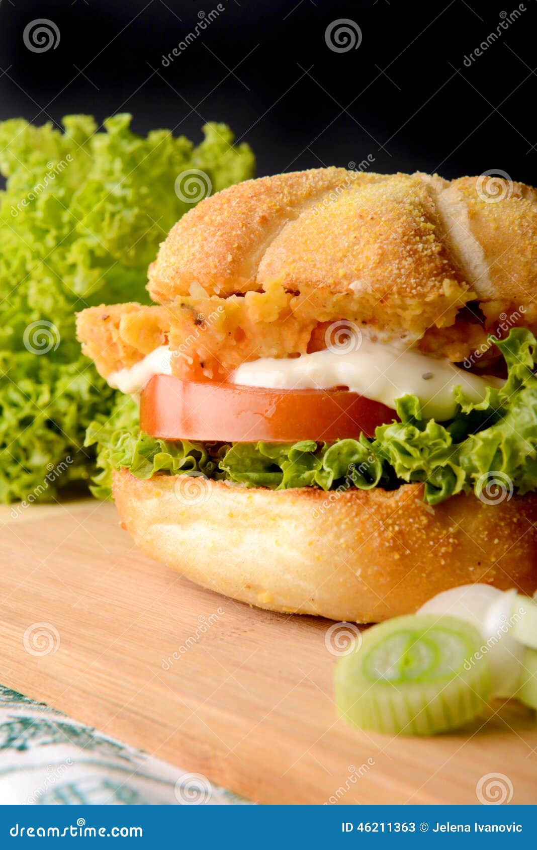 Appetizing burger stock image. Image of lettuce, leek - 46211363
