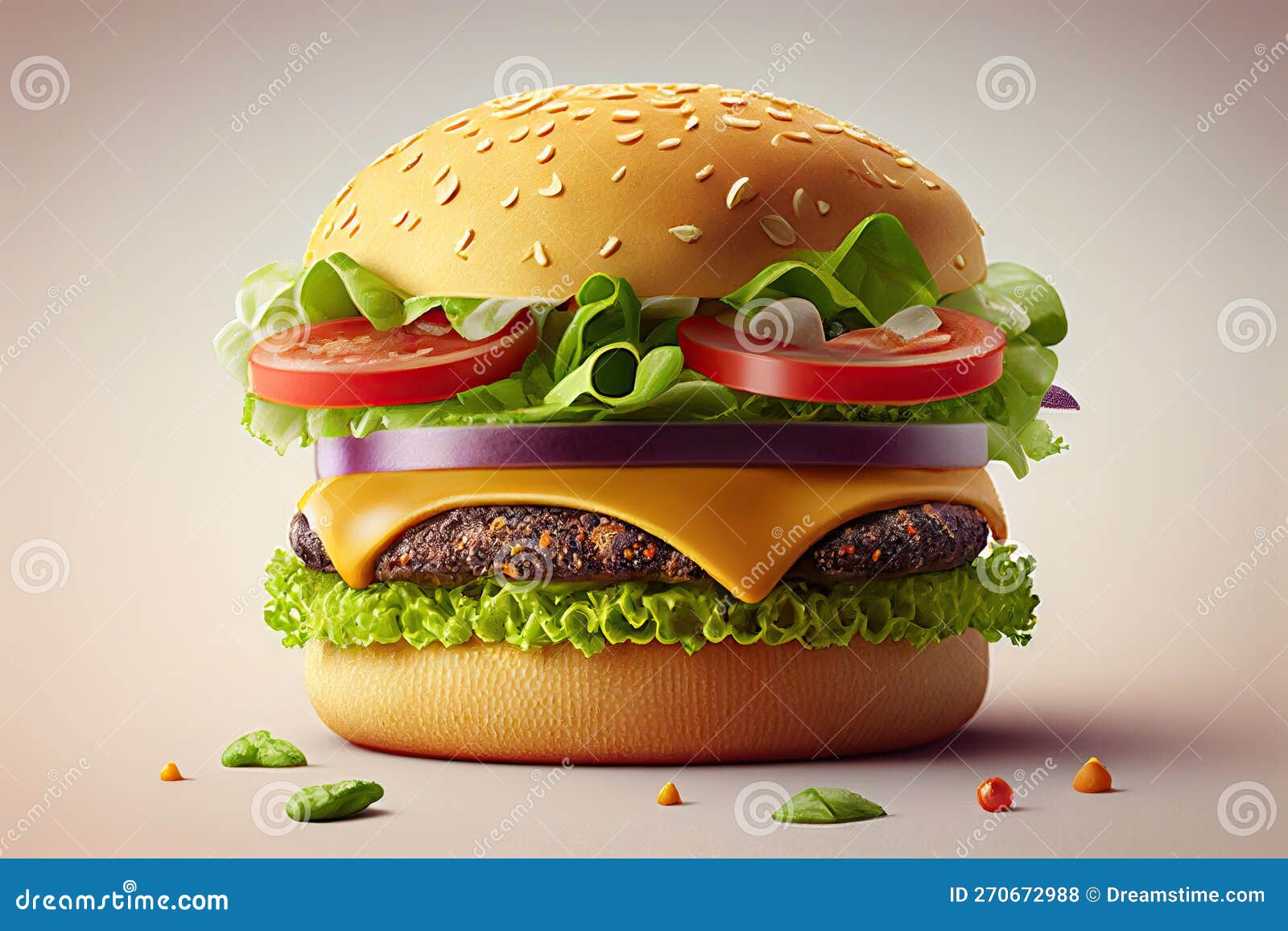 Appetizing Burger on Light Background - Generative AI Stock ...