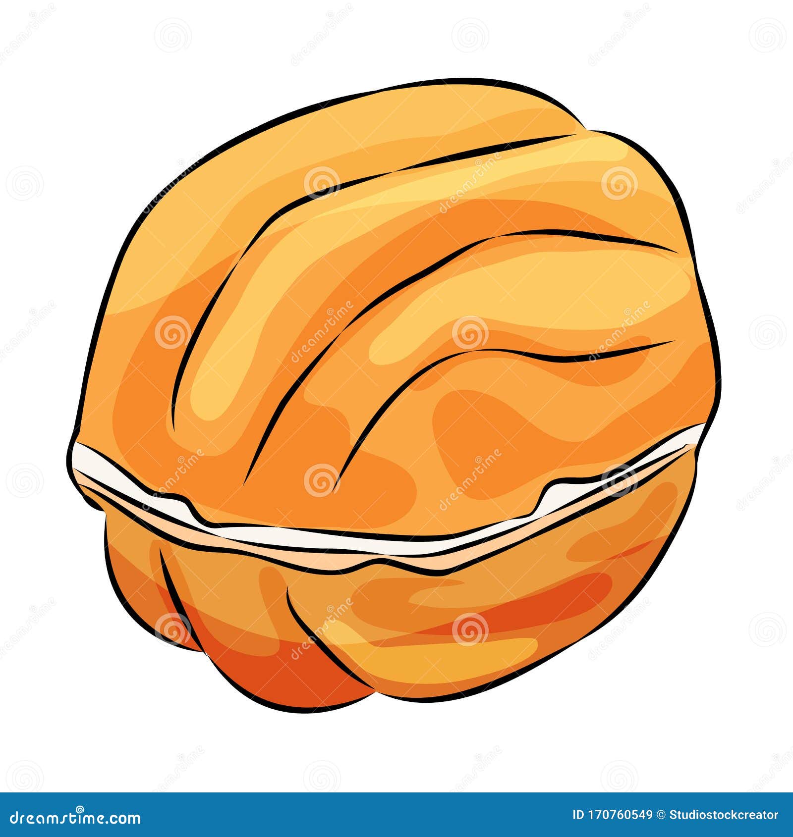 Appetizing Cake in Walnut Shape with Whipped Cream Isolated on the ...