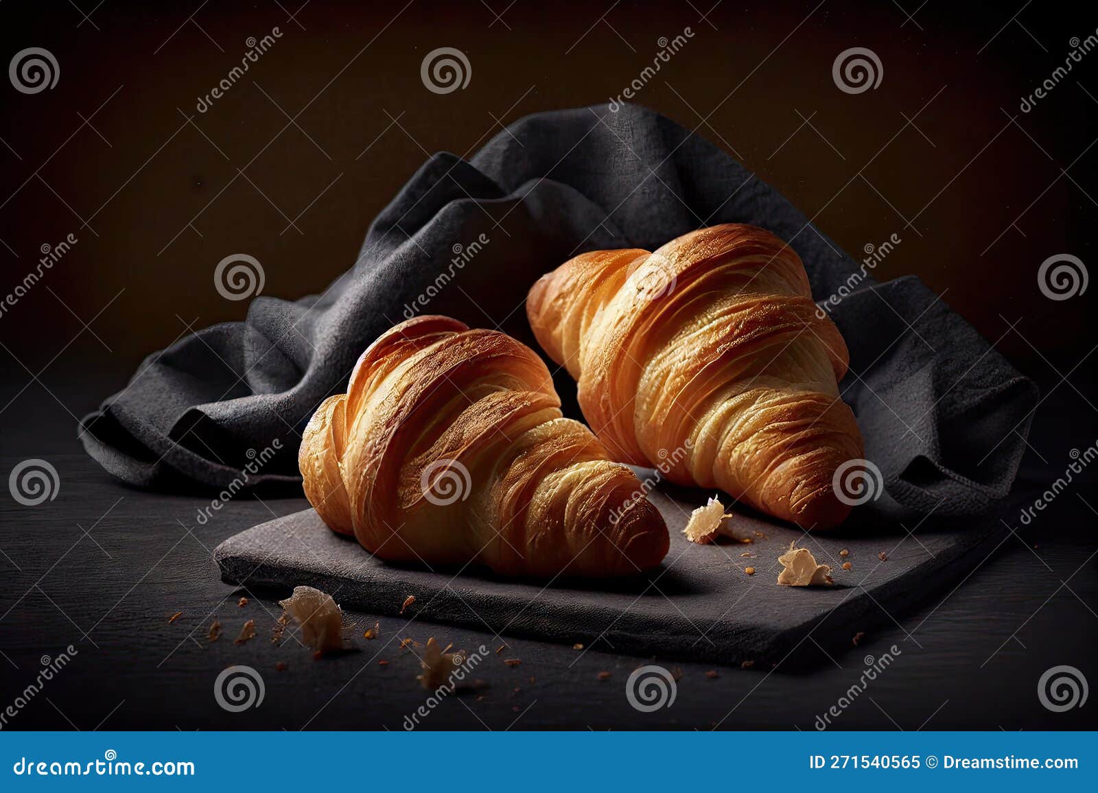 Appetizing Croissant with Chocolate Inside in a Rustic Style on a Dark ...