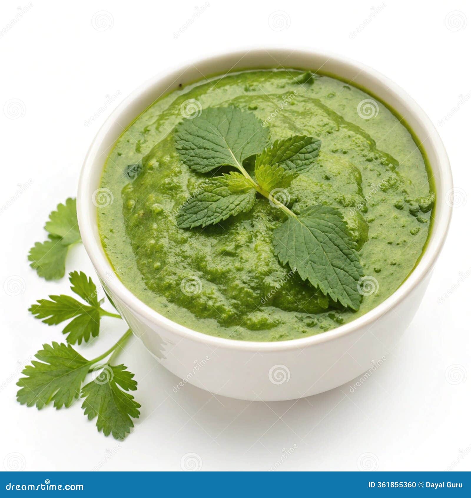 Appetizing Dhania Pudina Chutney Isolated On White Background Royalty ...