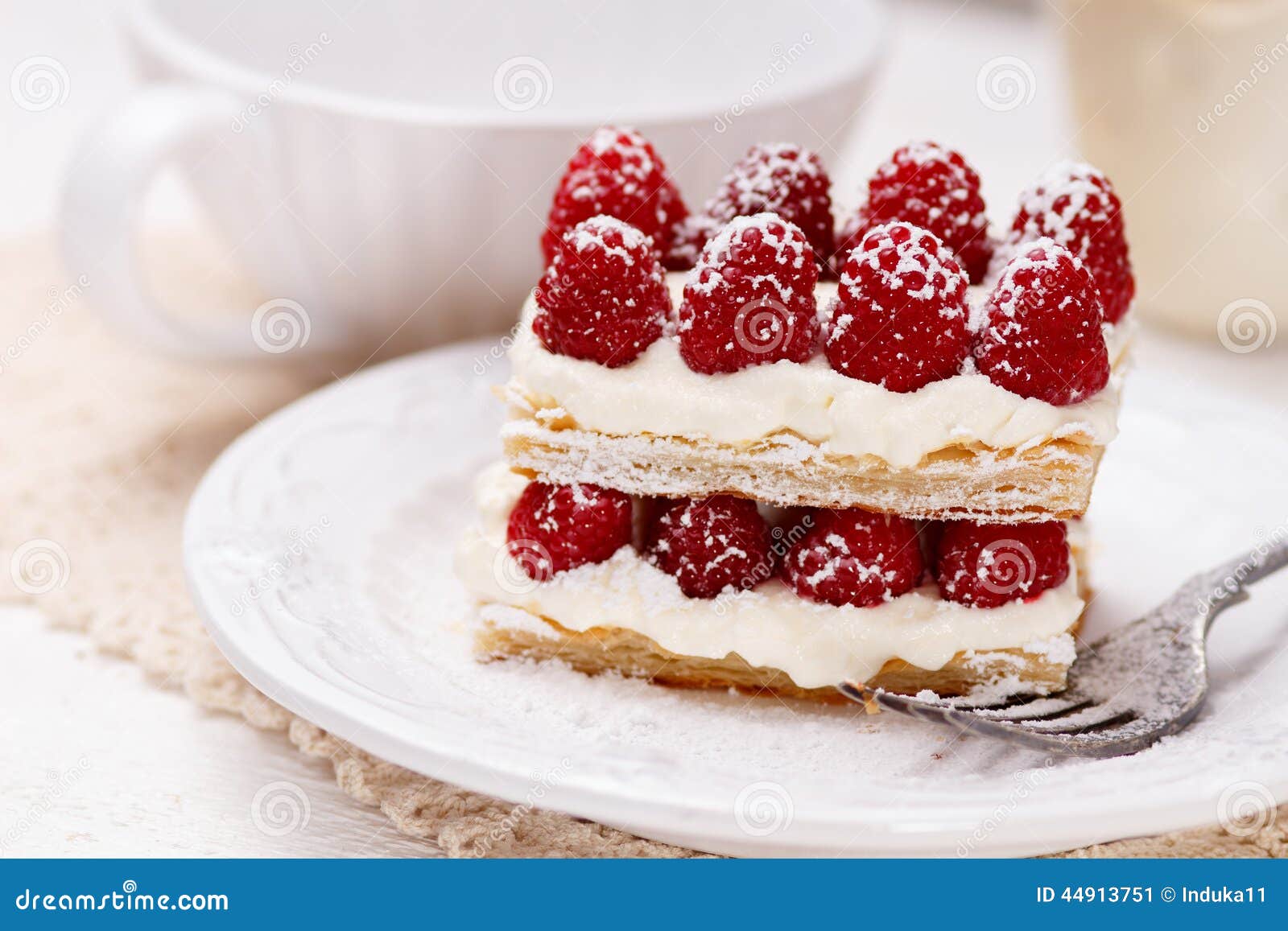 Appetizing French Millefeuilles Dessert Stock Image - Image of fork ...