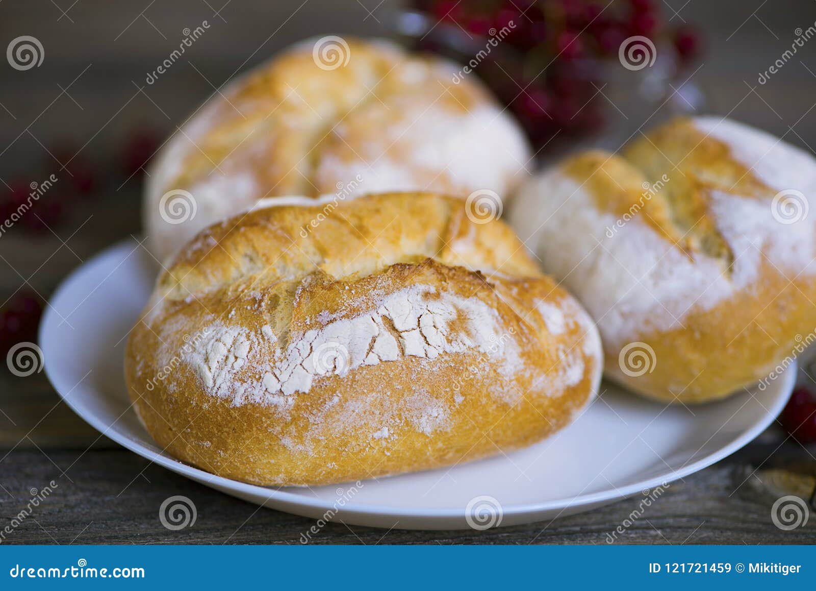 Bread with White Powder on a Plate Stock Image - Image of breakfast ...
