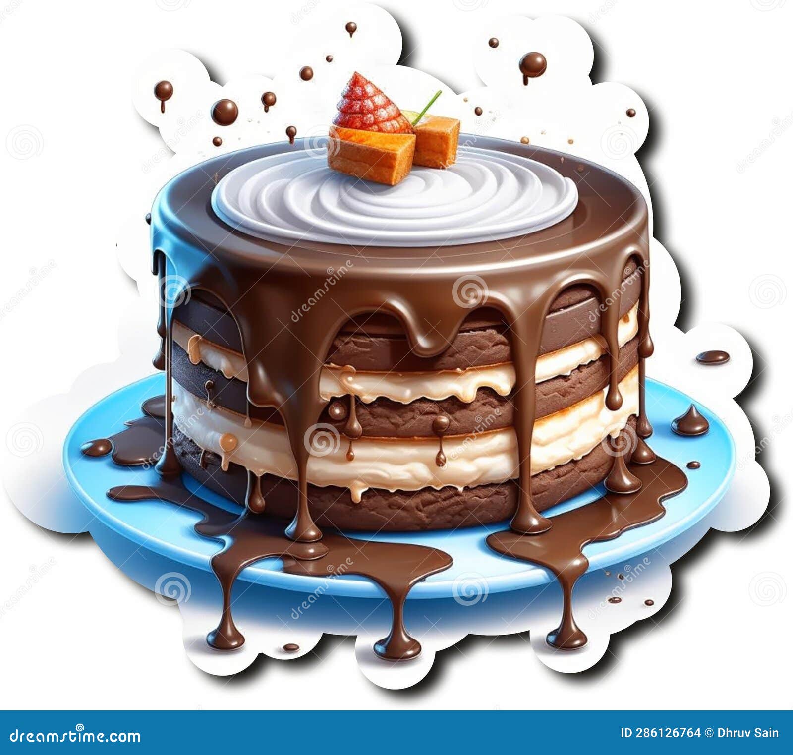 Appetizing Chocolate Cake Against White Background. There is an ...