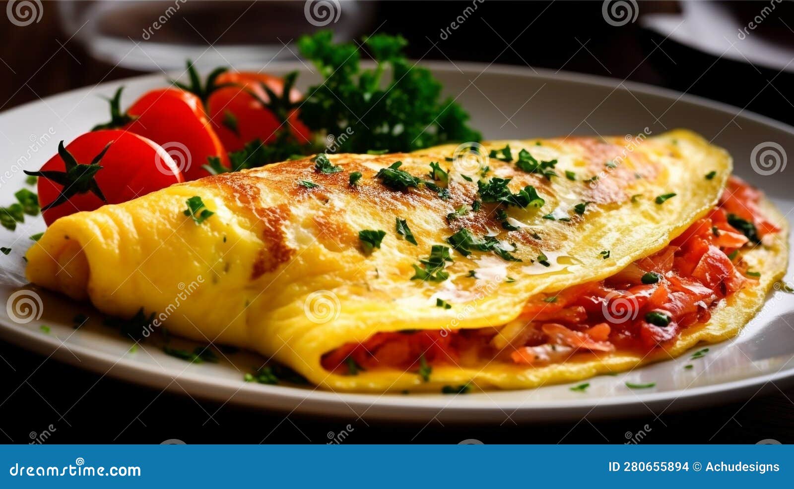 Egg Omelette stock illustration. Illustration of vegetable - 280655894