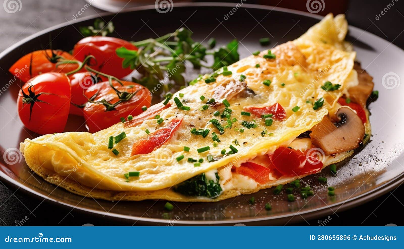 Egg Omelette stock illustration. Illustration of salad - 280655896