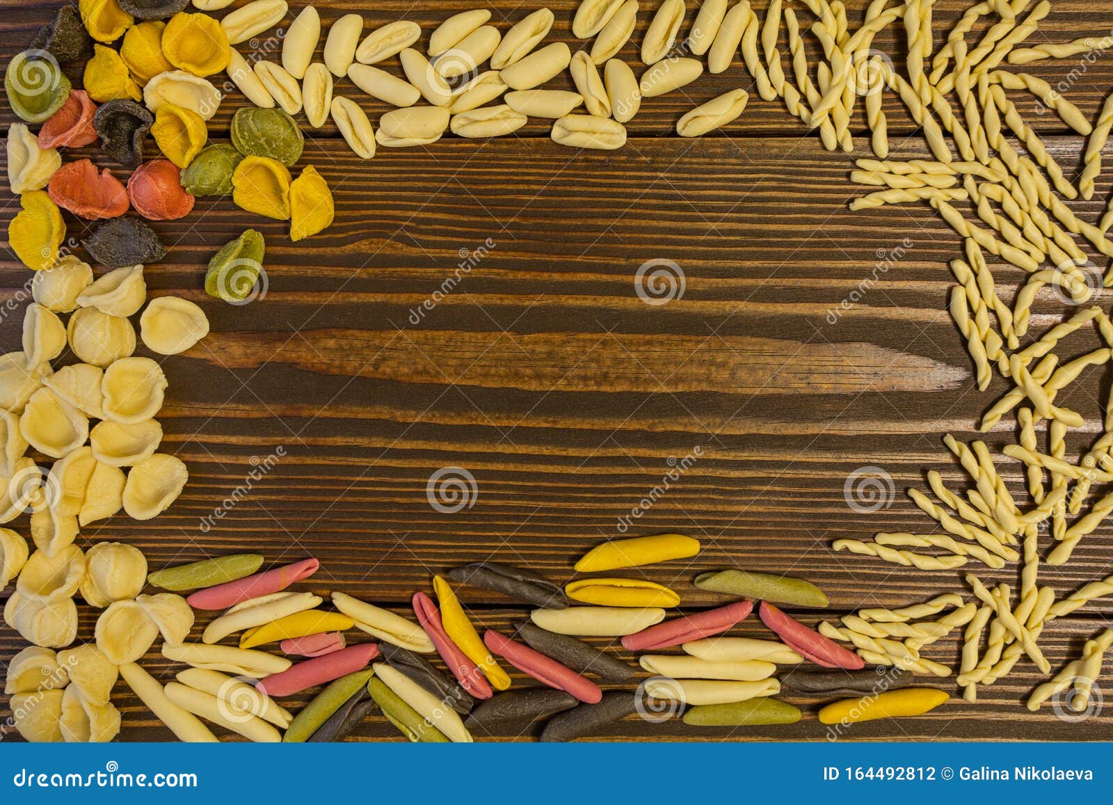 Appetizing Italian Pasta Background Image on Wooden Stock Photo - Image ...