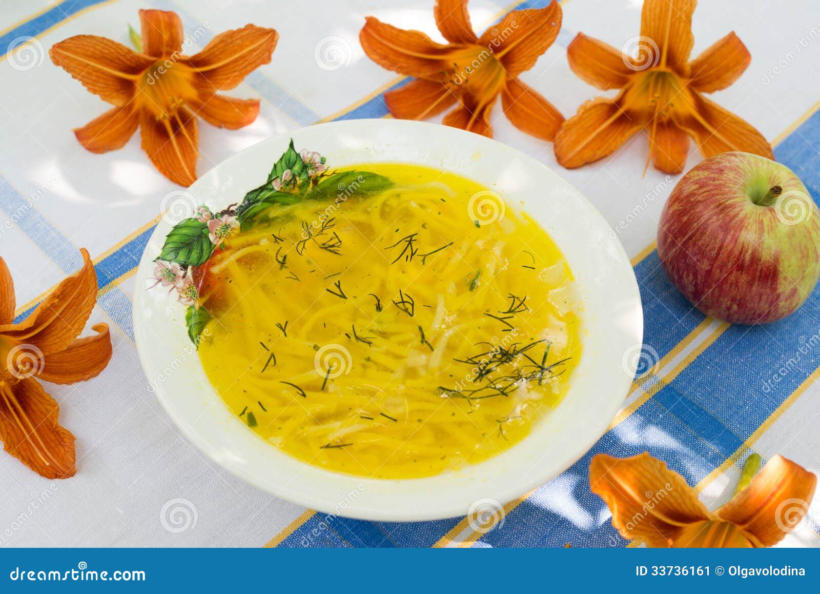 Appetizing Noodles in Chicken Broth Stock Image - Image of cloth ...
