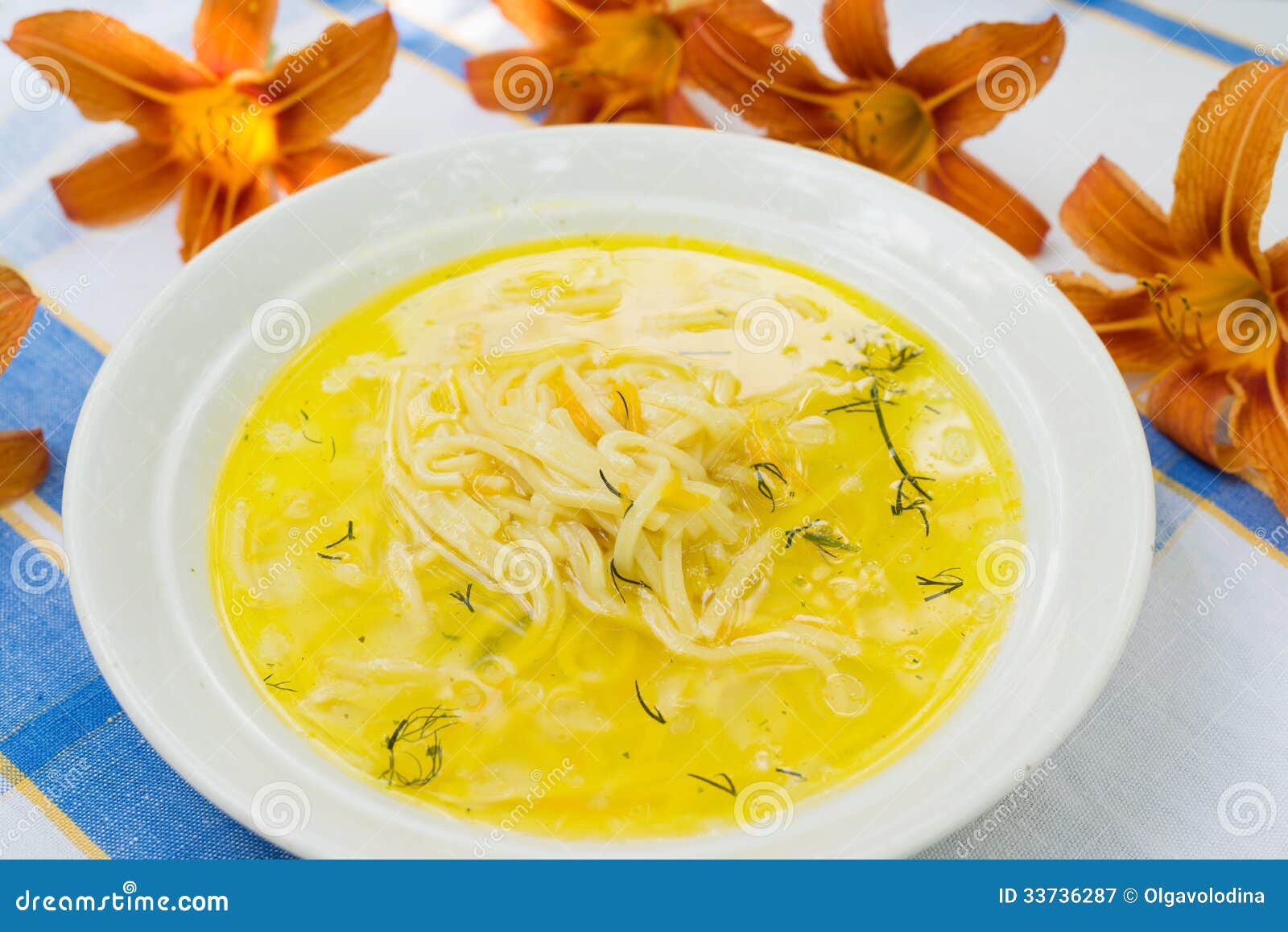 Appetizing Noodles in Chicken Broth Stock Image - Image of homecooked ...