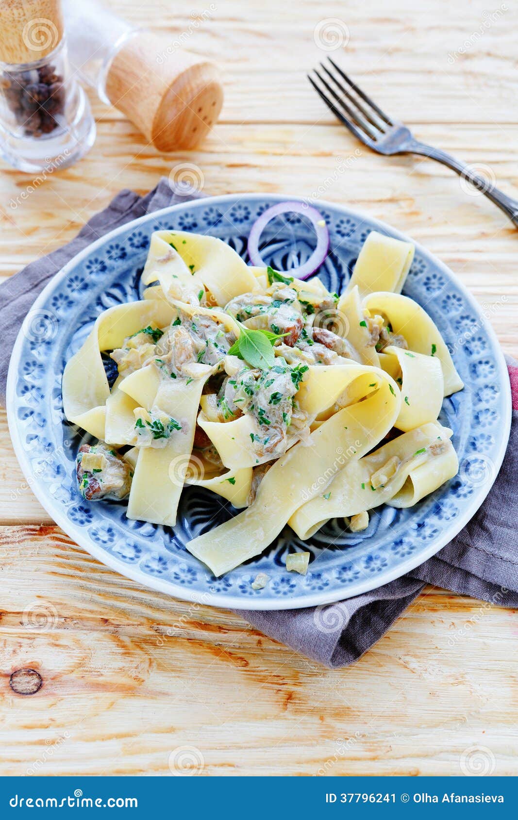 Appetizing Pasta with Fried Porcini Mushrooms Stock Image - Image of ...