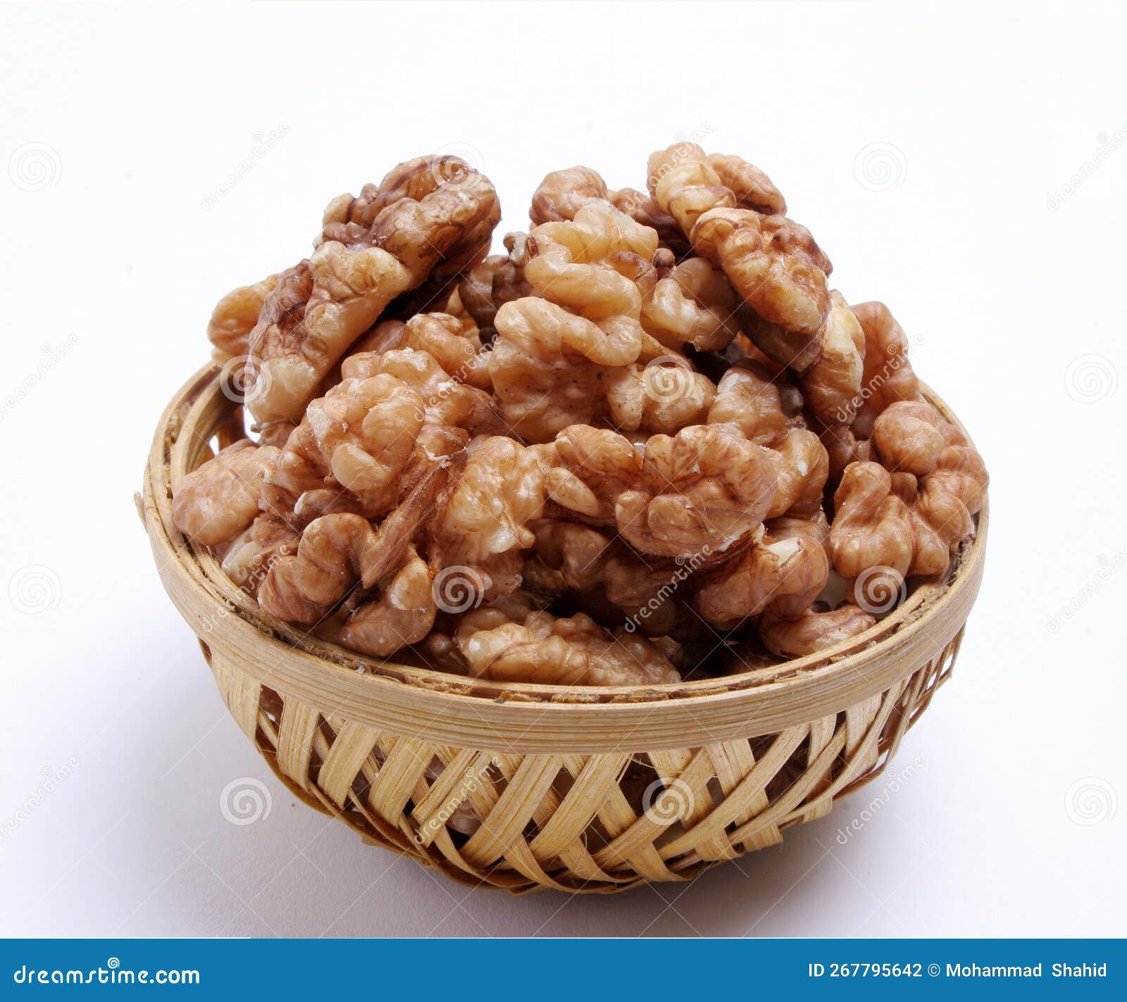 Walnuts Fresh & Natural Healthy Nuts on Wooden Bowl with White ...