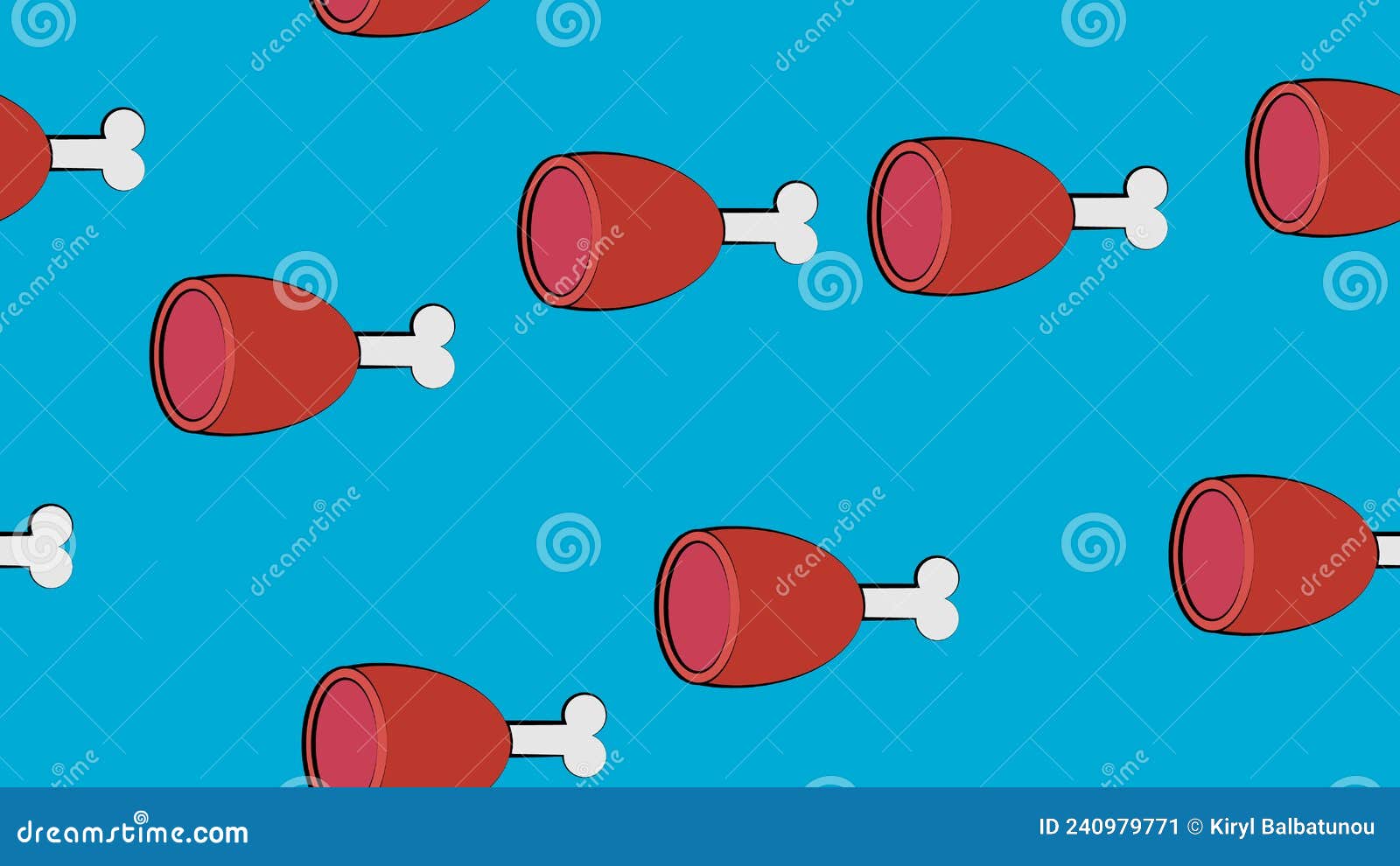 An Appetizing Piece of Pink Meat on a Blue Background on a Bone with a ...