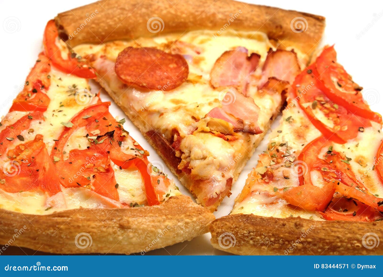 Appetizing Pizza Pieces on a Plate Closeup Stock Image - Image of ...