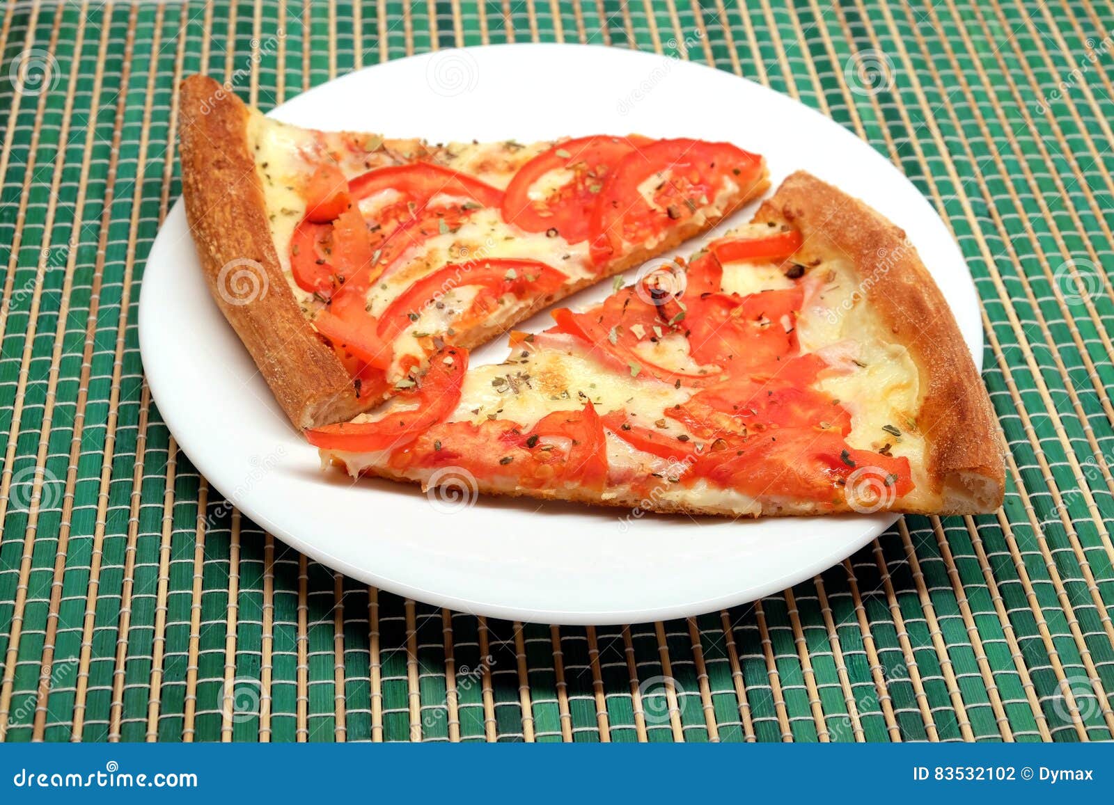 Appetizing Pizza Pieces on a Plate Closeup Stock Photo - Image of ...